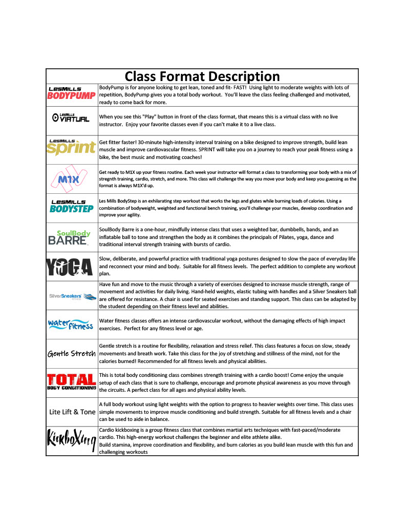 Group Fitness Class Schedule | Onslow Fitness in Jacksonville